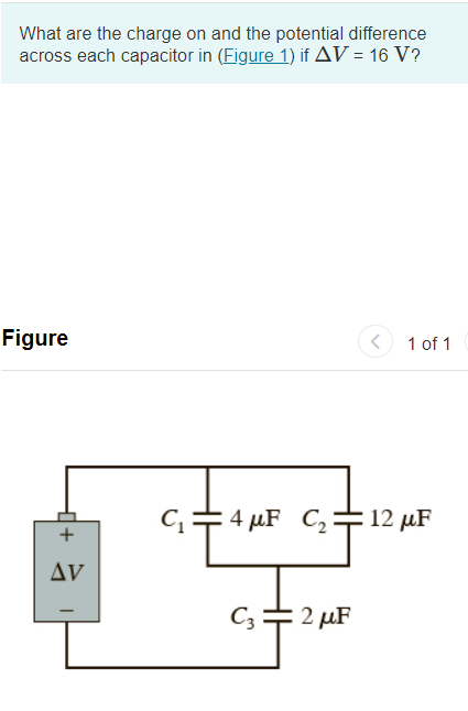 Solved What are the charge on and the potential difference | Chegg.com