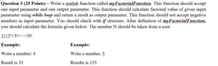 Solved Question 3 (25 Points) - Write a matlab function | Chegg.com