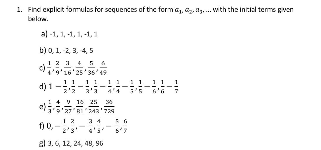Solved Find explicit formulas for sequences of the form with | Chegg.com