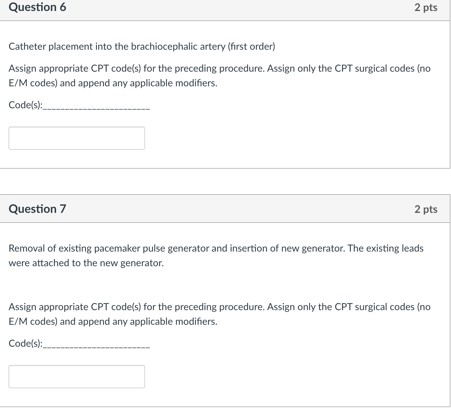 Solved nstructions: Assign appropriate CPT code(s) for the | Chegg.com