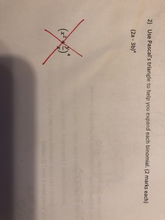 Solved 2) Use Pascal's triangle to help you expand each | Chegg.com