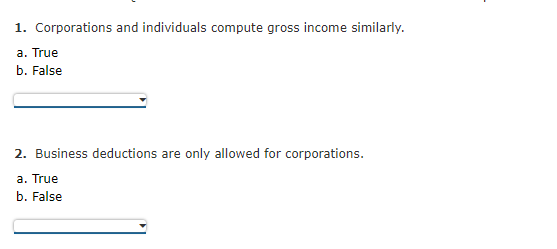 Solved 1. Corporations and individuals compute gross income | Chegg.com