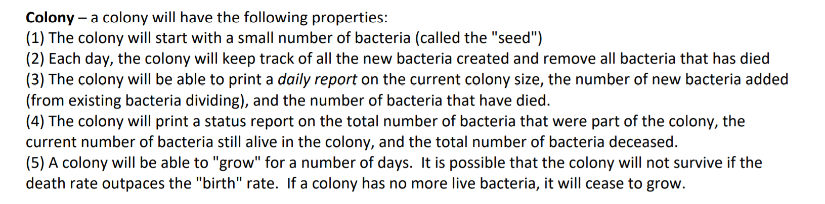 Solved Lab 8's Task – Simulation of a Colony of Bacteria | Chegg.com
