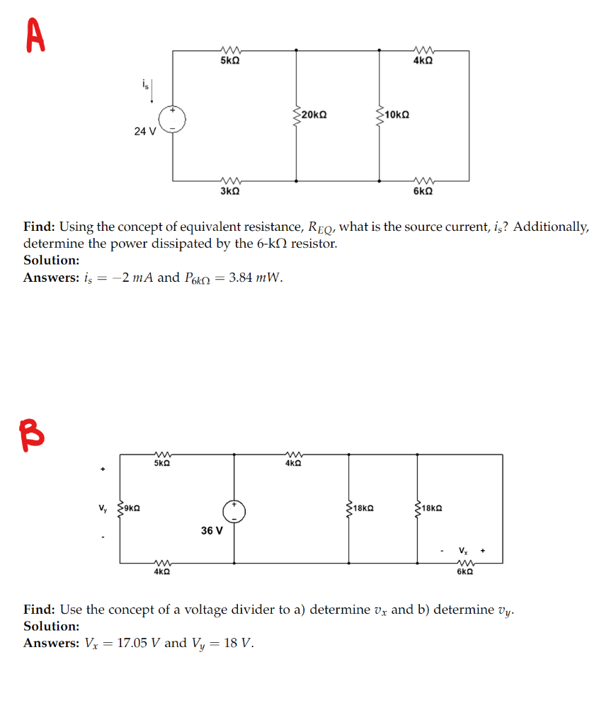 Solved A A w 5kΩ 4kΩ 11 320k S10kΩ 24 V 3ΚΩ 6ko Find: Using | Chegg.com