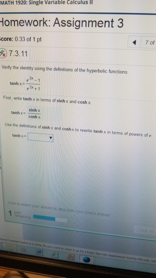 Solved MATH 1920: Single Variable Calculus II omework: | Chegg.com