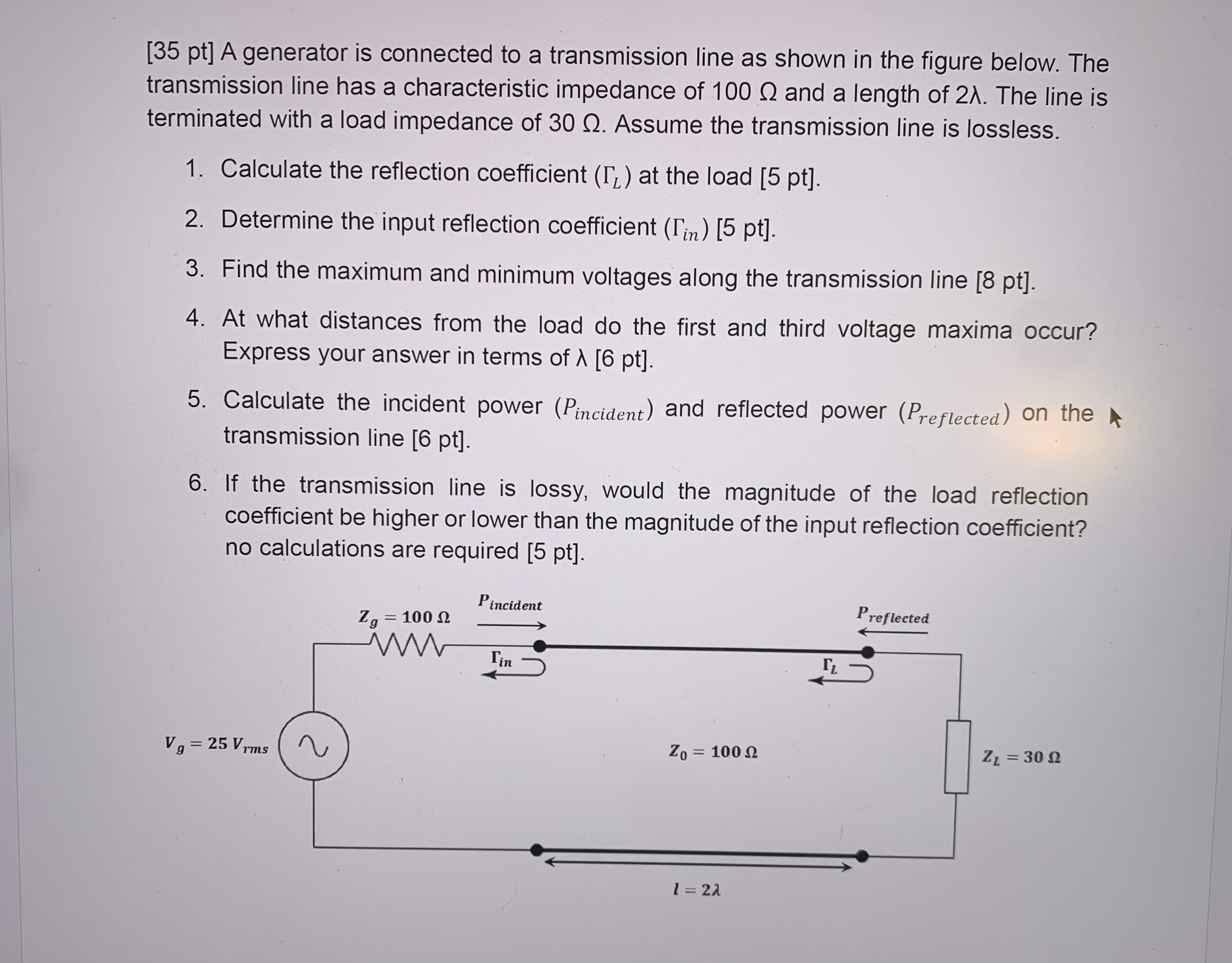 Solved [35 ﻿pt] ﻿A generator is connected to a transmission | Chegg.com