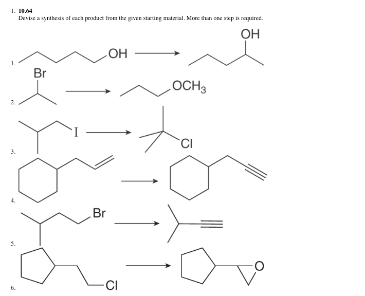 Solved . 10.64 Devise a synthesis of each product from the | Chegg.com