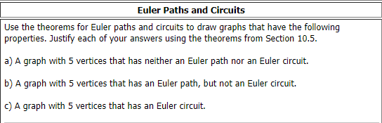 Solved Euler Paths And Circuits Use The Theorems For Euler 7203