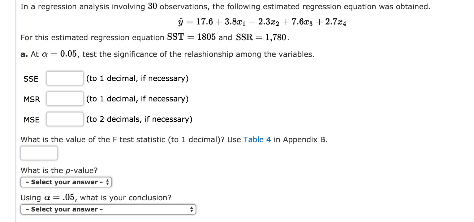 Solved In a regression analysis involving observations, | Chegg.com