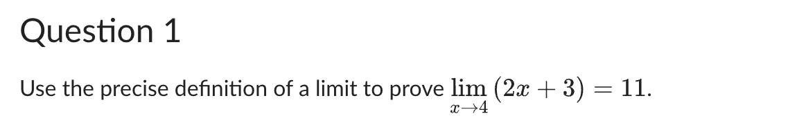 Solved Use the precise definition of a limit to prove | Chegg.com