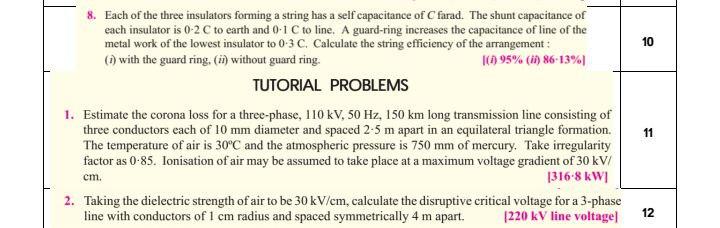 Solved 10 8. Each of the three insulators forming a string | Chegg.com