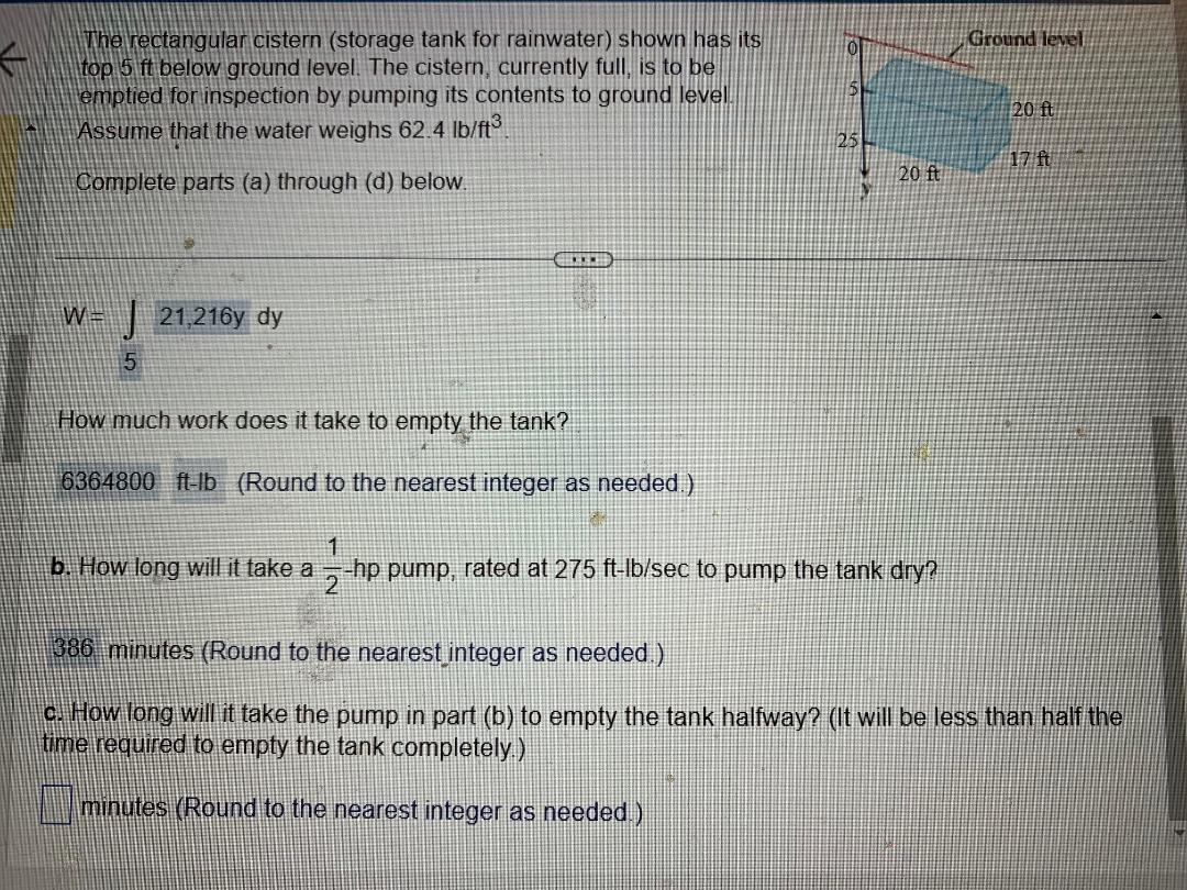 The rectangular cistern (storage tank for rainwater) | Chegg.com