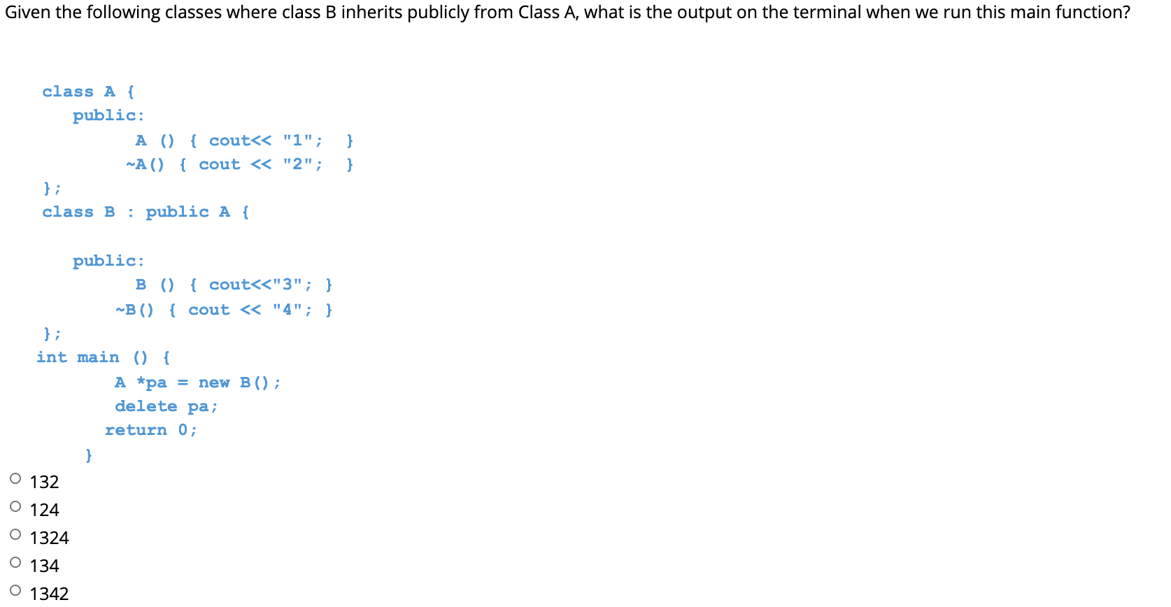Solved Given the following classes where class B inherits | Chegg.com