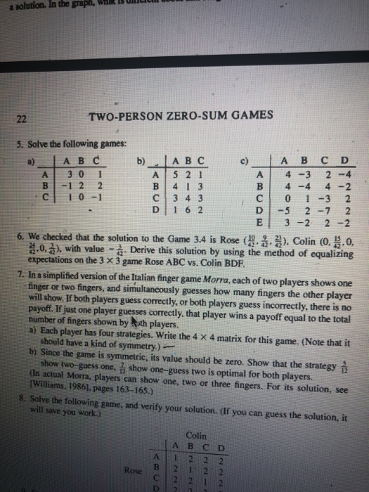 Solved a solution. In the graph, IS TWO-PERSON ZERO-SUM | Chegg.com