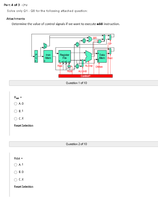 Solved Pert 4 of 5−cpu Solve only Q1 - Q8 for the following | Chegg.com