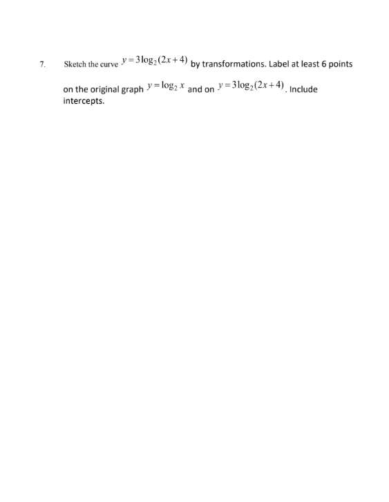 Solved 7. Sketch the curve y=3log2(2x+4) by transformations. | Chegg.com