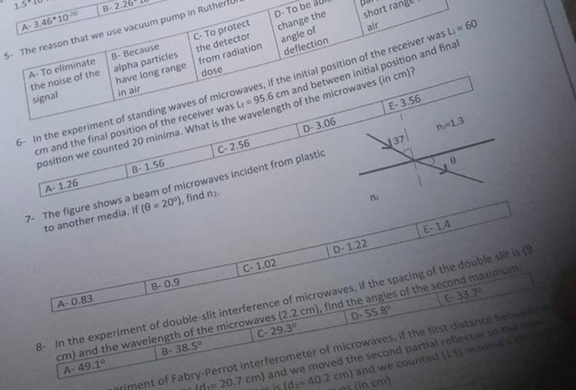 Solved A−0.83 B. 0.9 c. 1.02 8. In the experiment of | Chegg.com