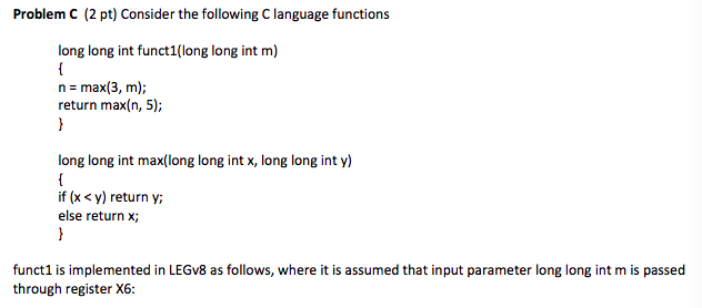 Problem C (2 pt) Consider the following C language | Chegg.com