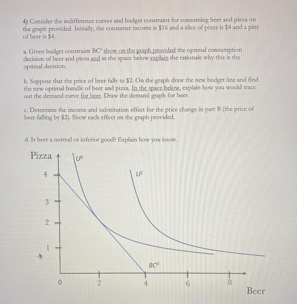 Solved 4) Consider the indifference curves and budget | Chegg.com