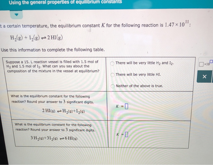 Solved Using the general properties of equilibrium constants | Chegg.com