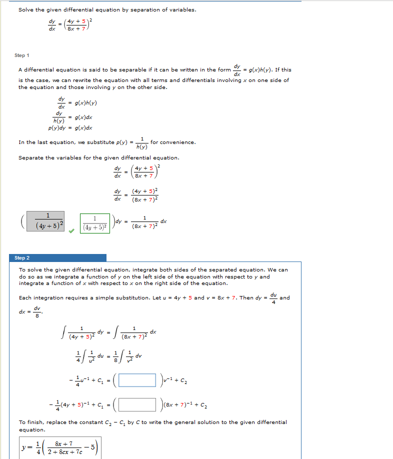 Solved Solve the given differential equation by separation | Chegg.com