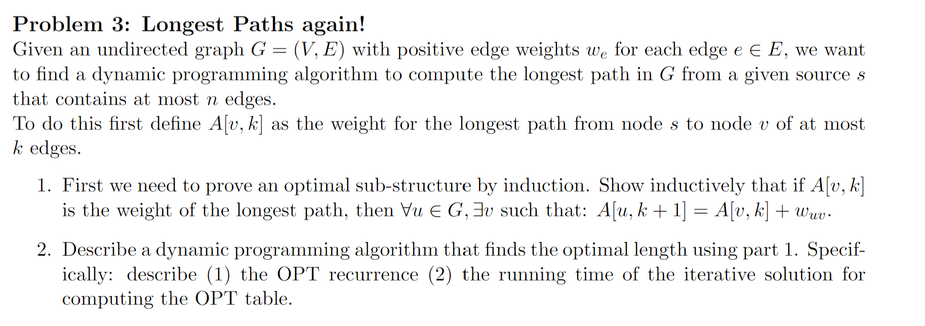 Solved Problem 3 Longest Paths Again Given An 