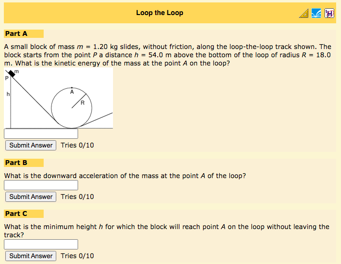 Solved Loop the Loop 'H Part A A small block of mass m = | Chegg.com