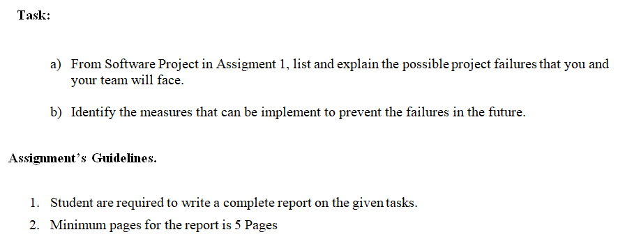 Solved a) From Software Project in Assigment 1, list and | Chegg.com