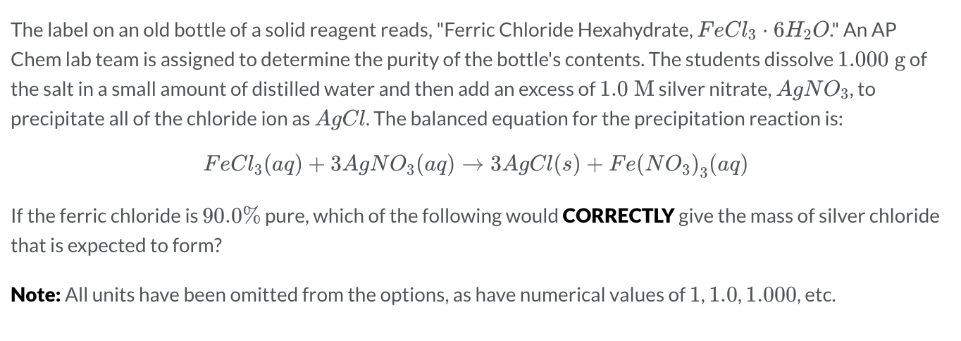 Solved The label on an old bottle of a solid reagent reads, | Chegg.com