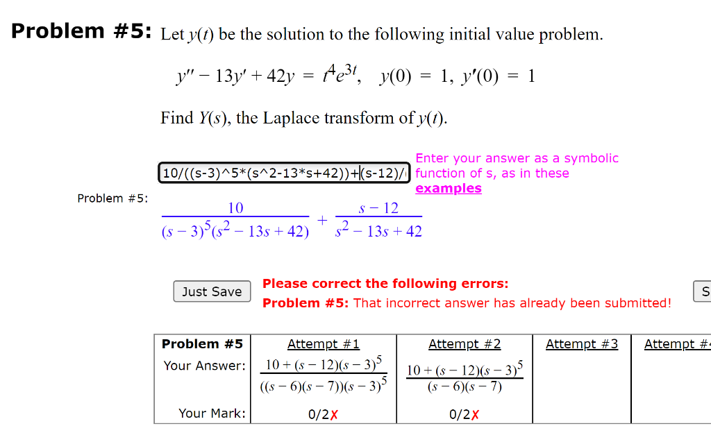 Solved Problem \#5: Let y(t) be the solution to the | Chegg.com