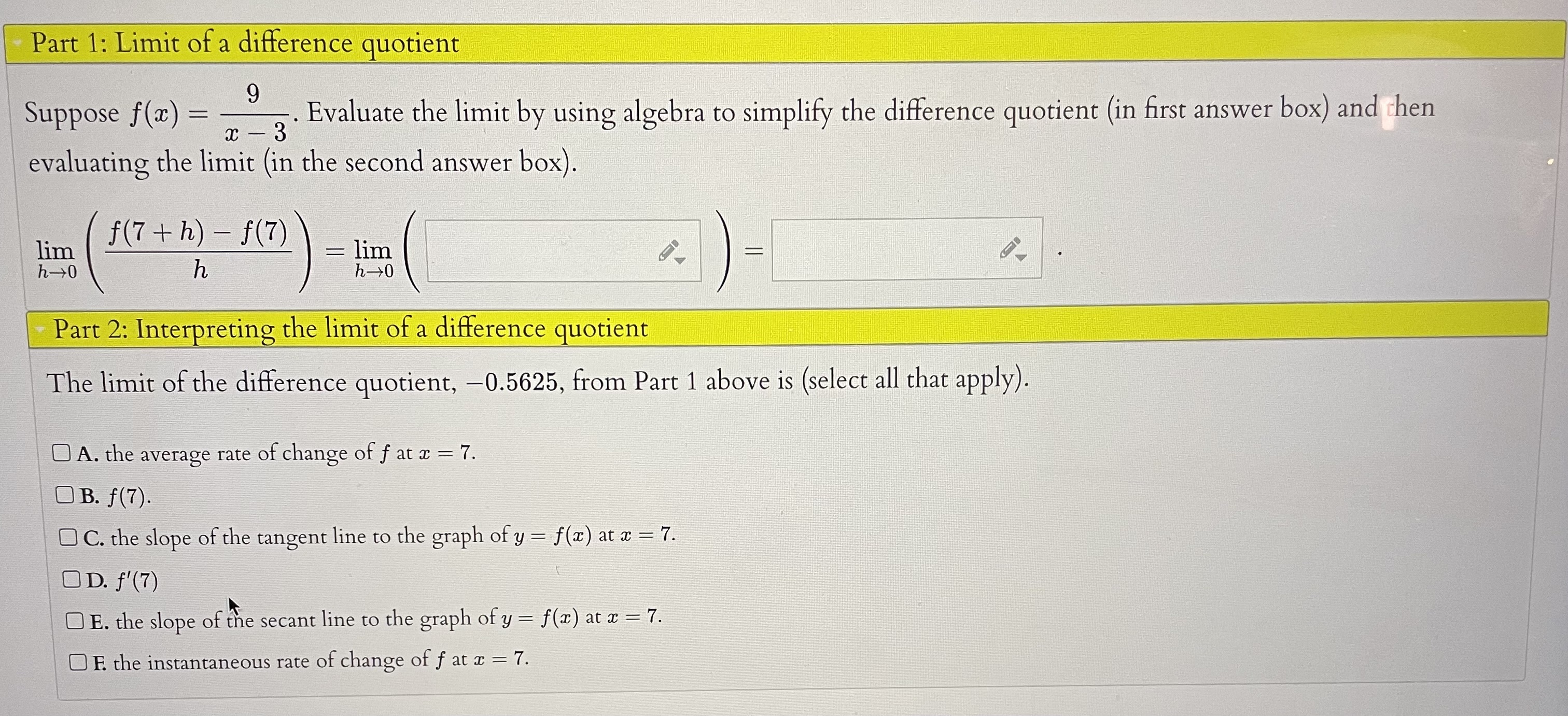 Solved Suppose f(x)=x−39. Evaluate the limit by using | Chegg.com