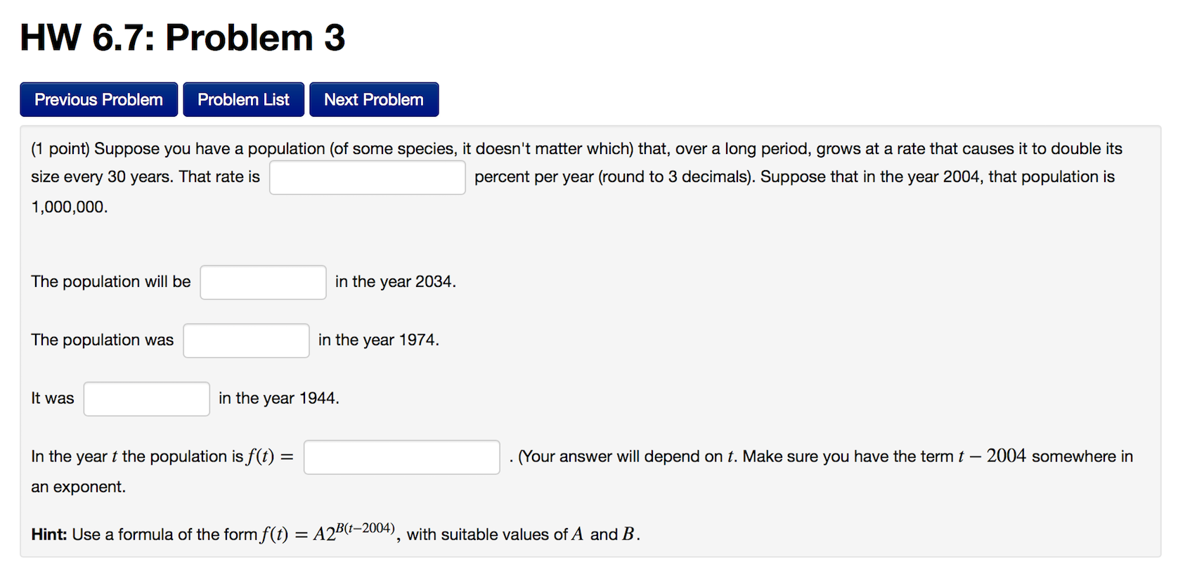 Solved Hw 6 7 Problem 3 Previous Problem Problem List Next
