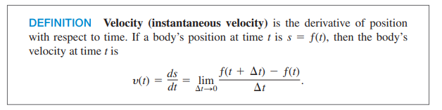Solved DEFINITION Velocity (instantaneous velocity) is the | Chegg.com