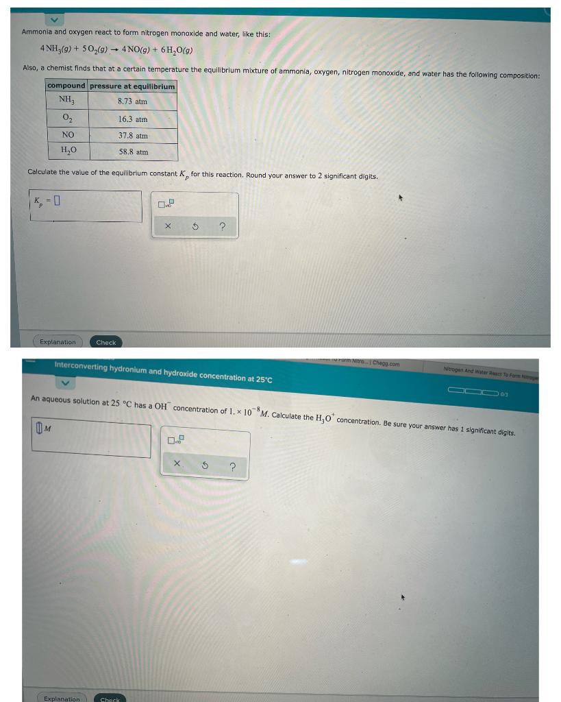 Solved Ammonia and oxygen react to form nitrogen monoxide | Chegg.com