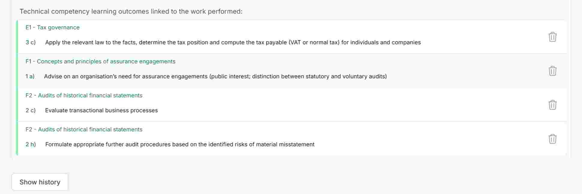Solved Technical competency learning outcomes linked to the | Chegg.com