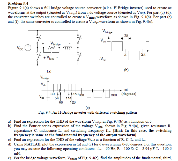 Solved Problem 9.4 Figure 9.4(a) shows a full bridge voltage | Chegg.com