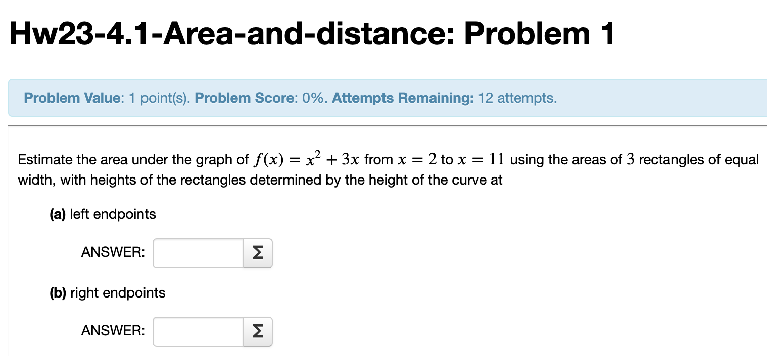 Solved Hw23-4.1-Area-and-distance: Problem 1 Problem Value: | Chegg.com