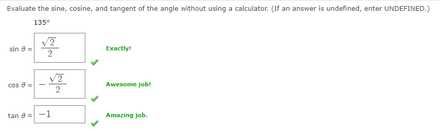 Solved Evaluate the sine, ﻿cosine, and tangent of the angle | Chegg.com