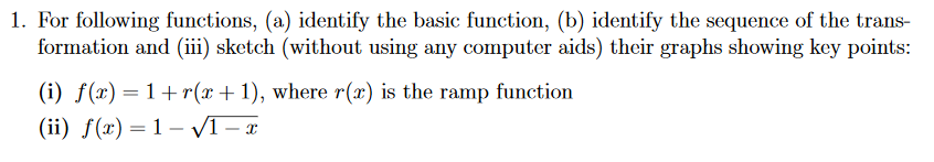 Solved 1. For following functions, (a) identify the basic | Chegg.com