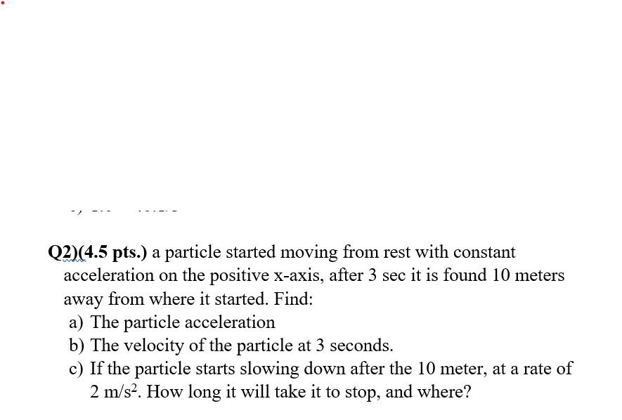 Solved Q2)(4.5 pts.) a particle started moving from rest | Chegg.com