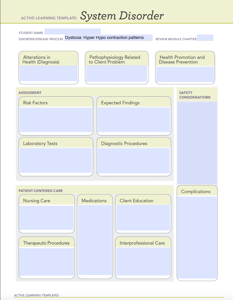 Solved System Disorder ACTIVE LEARNING TEMPLATE: STUDENT | Chegg.com