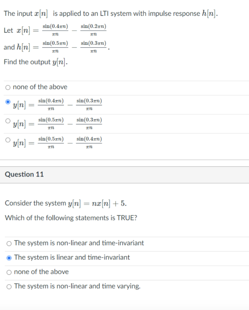 Solved The input x[n] is applied to an LTI system with | Chegg.com