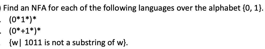 Solved Find an NFA for each of the following languages over | Chegg.com