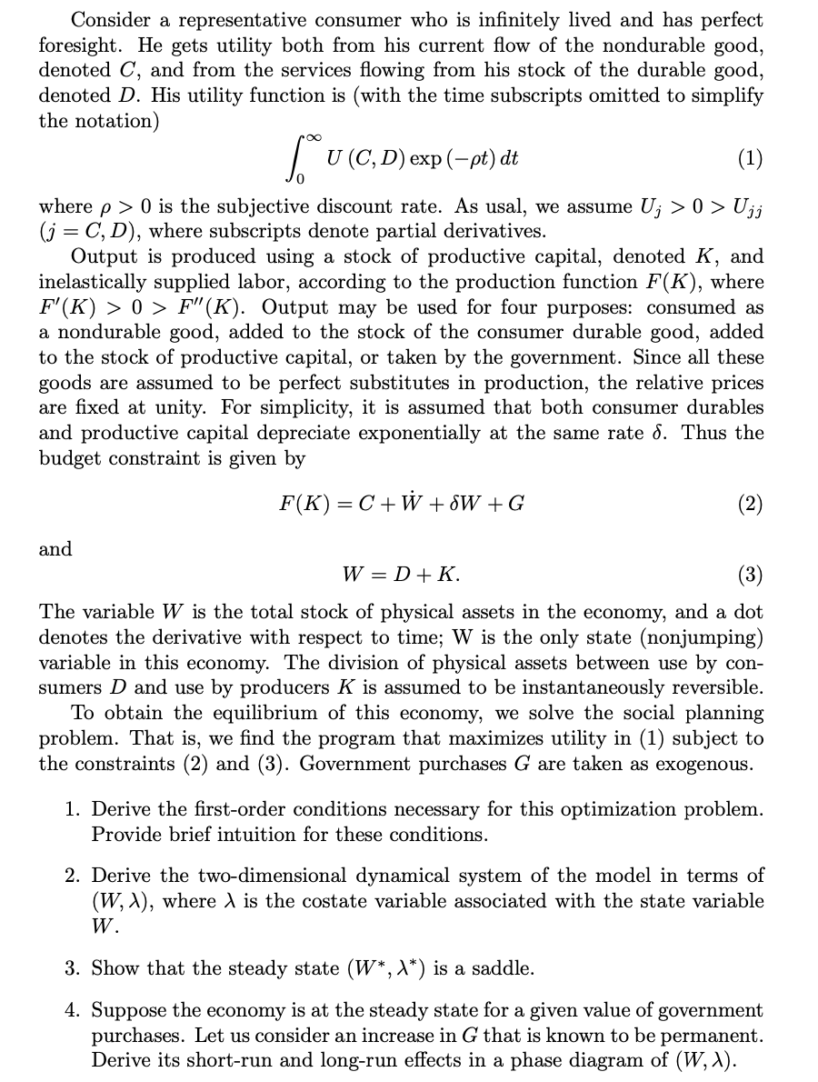 Solved Consider a representative consumer who is infinitely | Chegg.com