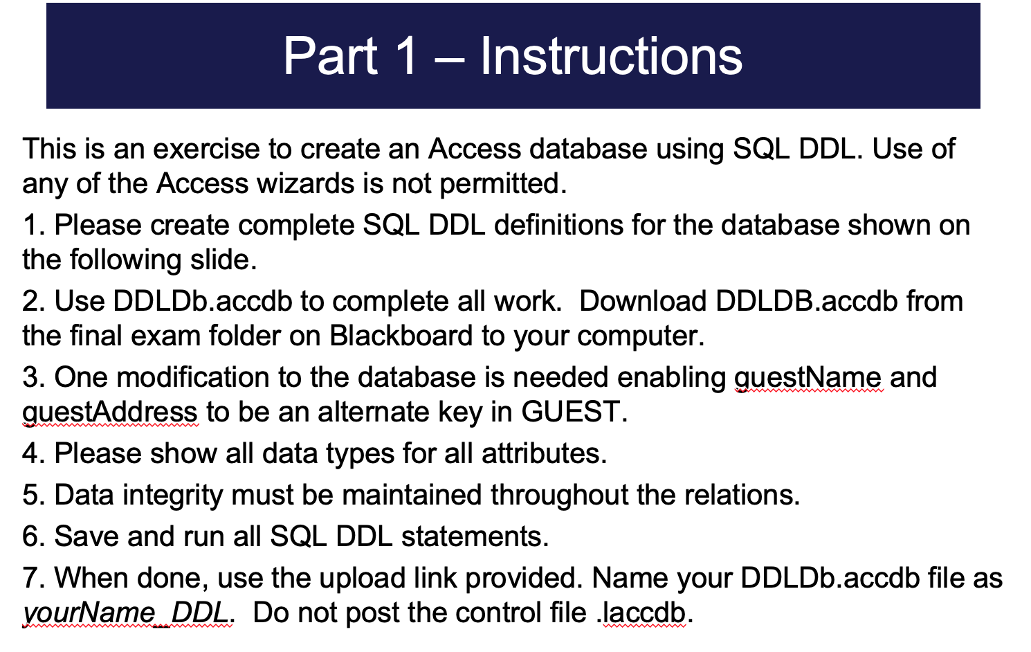 Part 1 - Instructions This is an exercise to create | Chegg.com