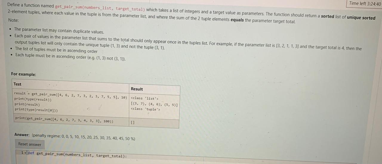 Solved Time left 3:24:40 Define a function named | Chegg.com