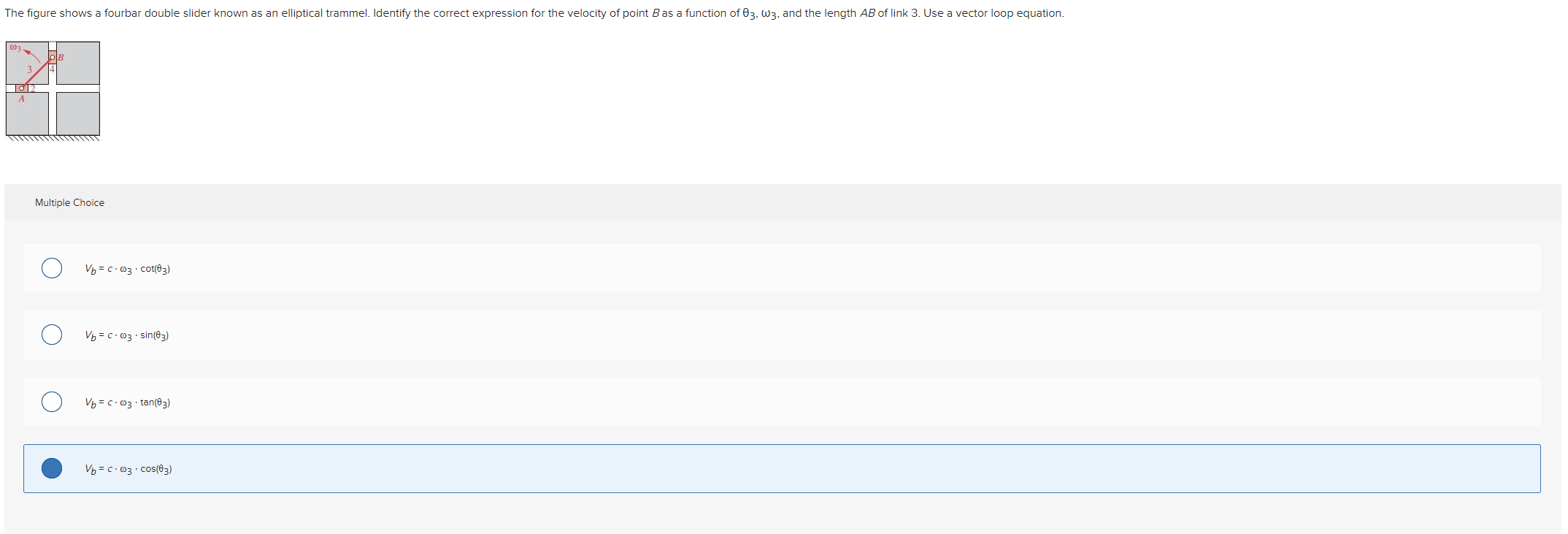 Solved The figure shows a fourbar double slider known as an | Chegg.com