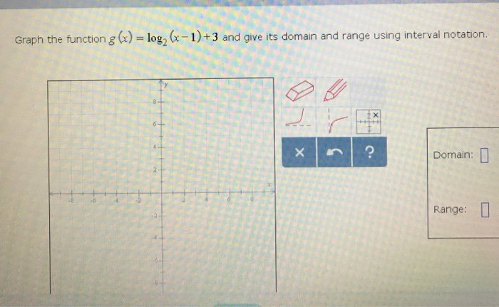 Solved Graph the function g log2 -1)+3 and give its domain | Chegg.com