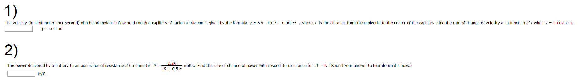 Solved The velocity (in centimeters per second) of a blood | Chegg.com