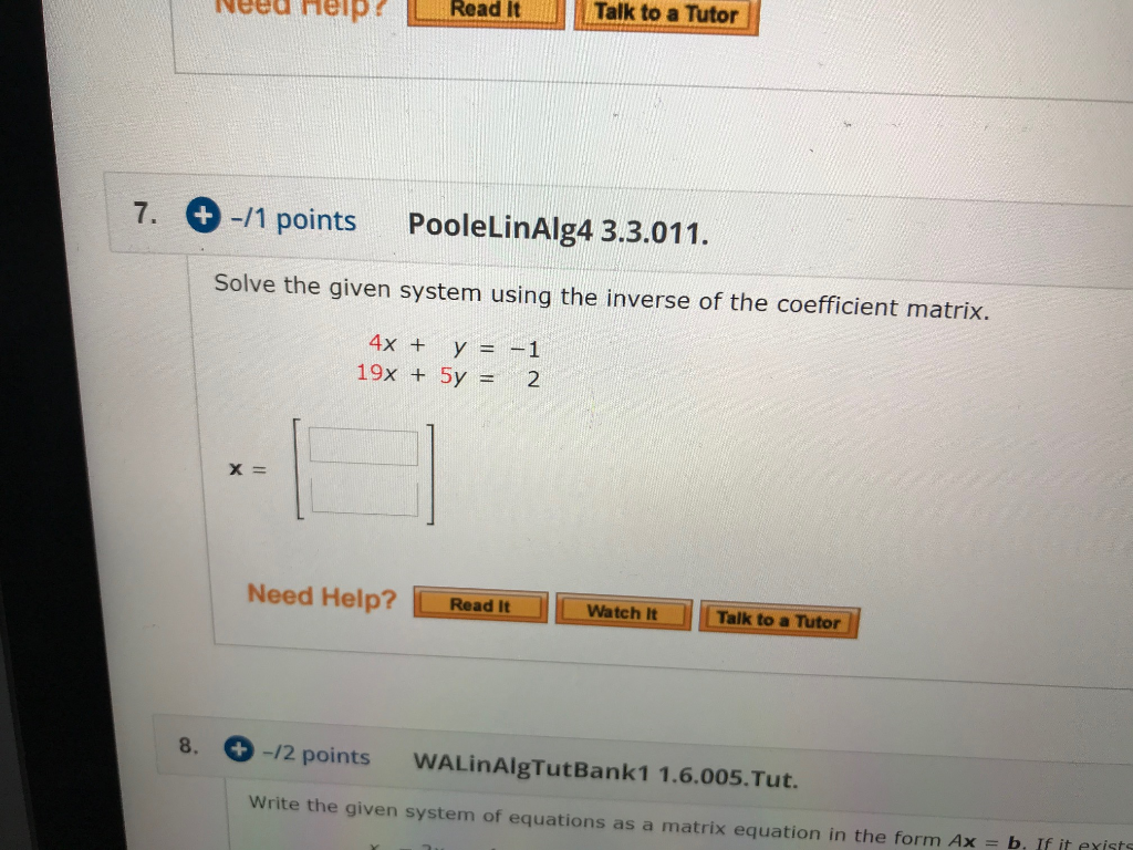 Solved Need Help? Read It Talk to a Tutor 7. -/1 points | Chegg.com